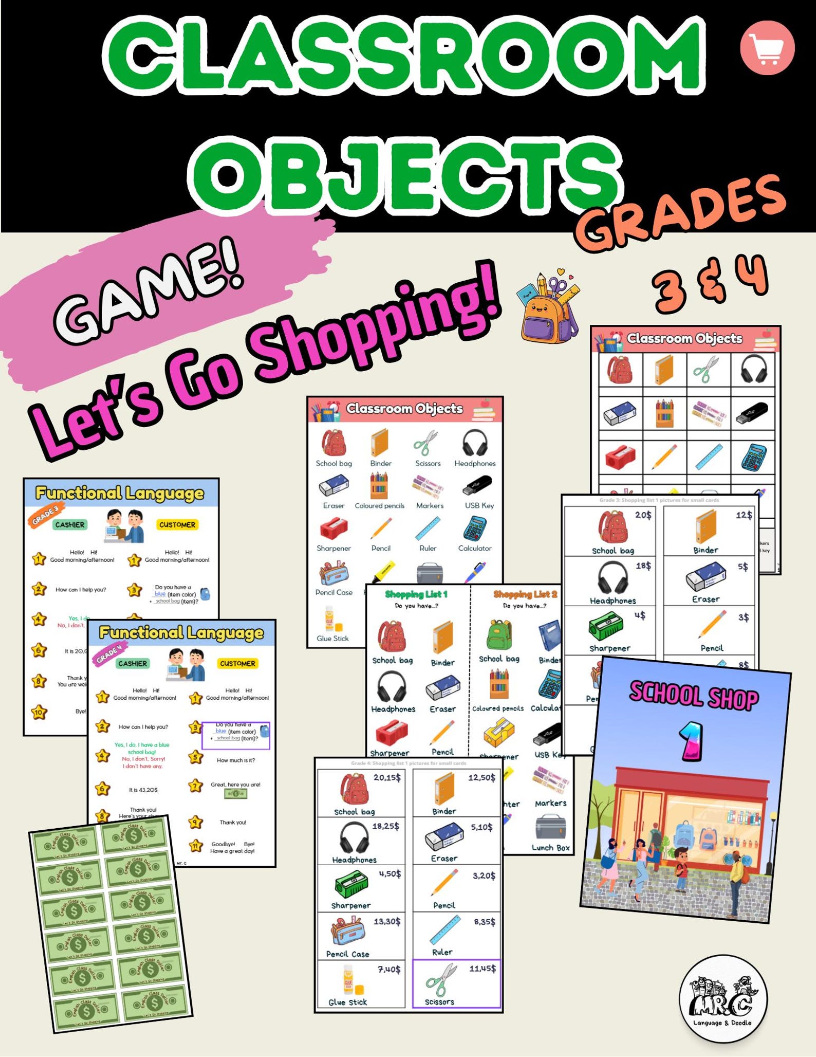 CLASSROOM OBJECTS - Let's Go Shopping Game for ESL Oral Interaction ...