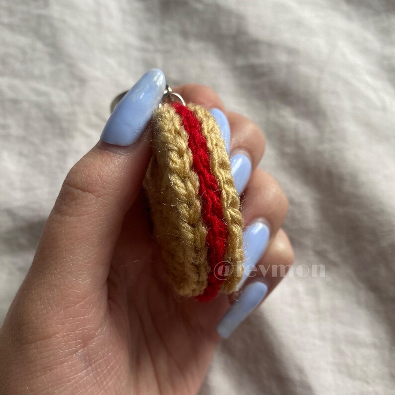 Cute Handmade Crochet Jam Cookie Keychain Accessory - Etsy
