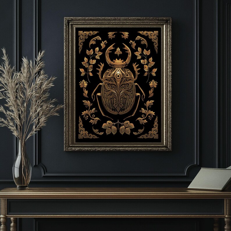 Victorian Gothic Gold Scarab Beetle Art Print, Dark Academia Decor - Etsy