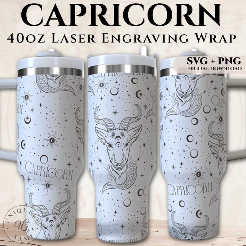 Capricorn 40oz Tumbler Wrap SVG PNG | Zodiac Laser Engraving Design ...