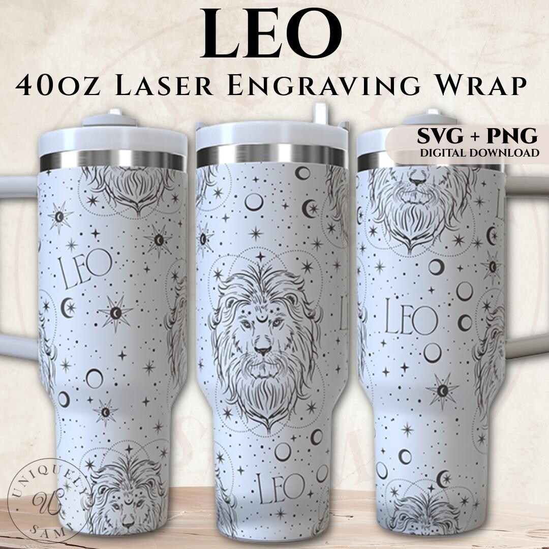 Leo 40oz Tumbler Wrap SVG PNG | Zodiac Laser Engraving Design Digital ...