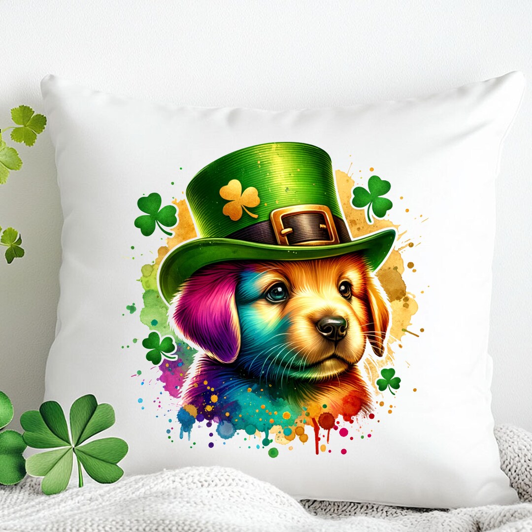 St. Patrick's Day Cute Puppy Watercolor, Digital Download, Sublimation ...