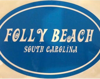 FB Folly Beach, SC Oval Bumper Sticker - Etsy