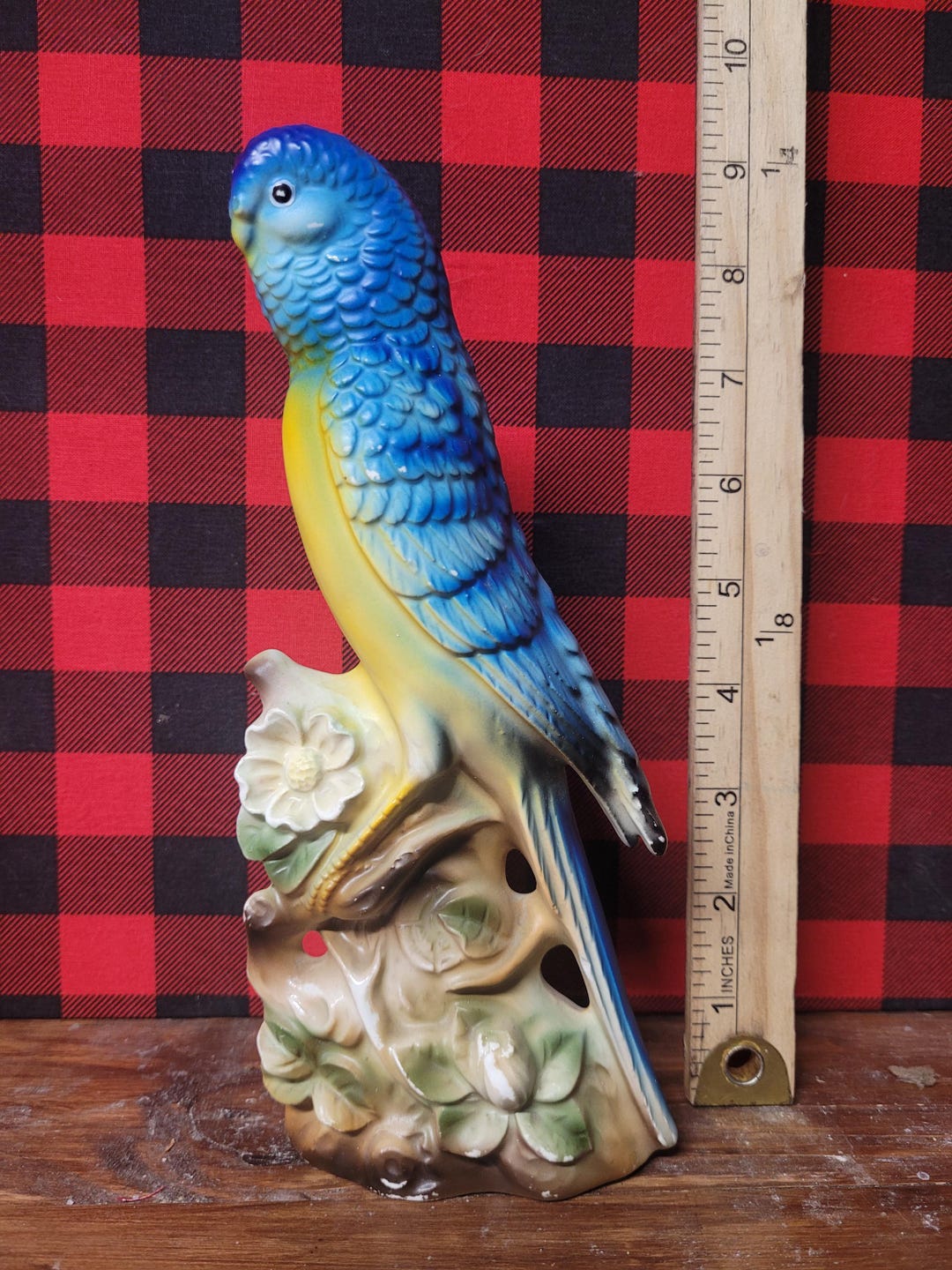 Vintage Japan Budgie Parakeet Figurine Hand Painted Ceramic Realistic ...