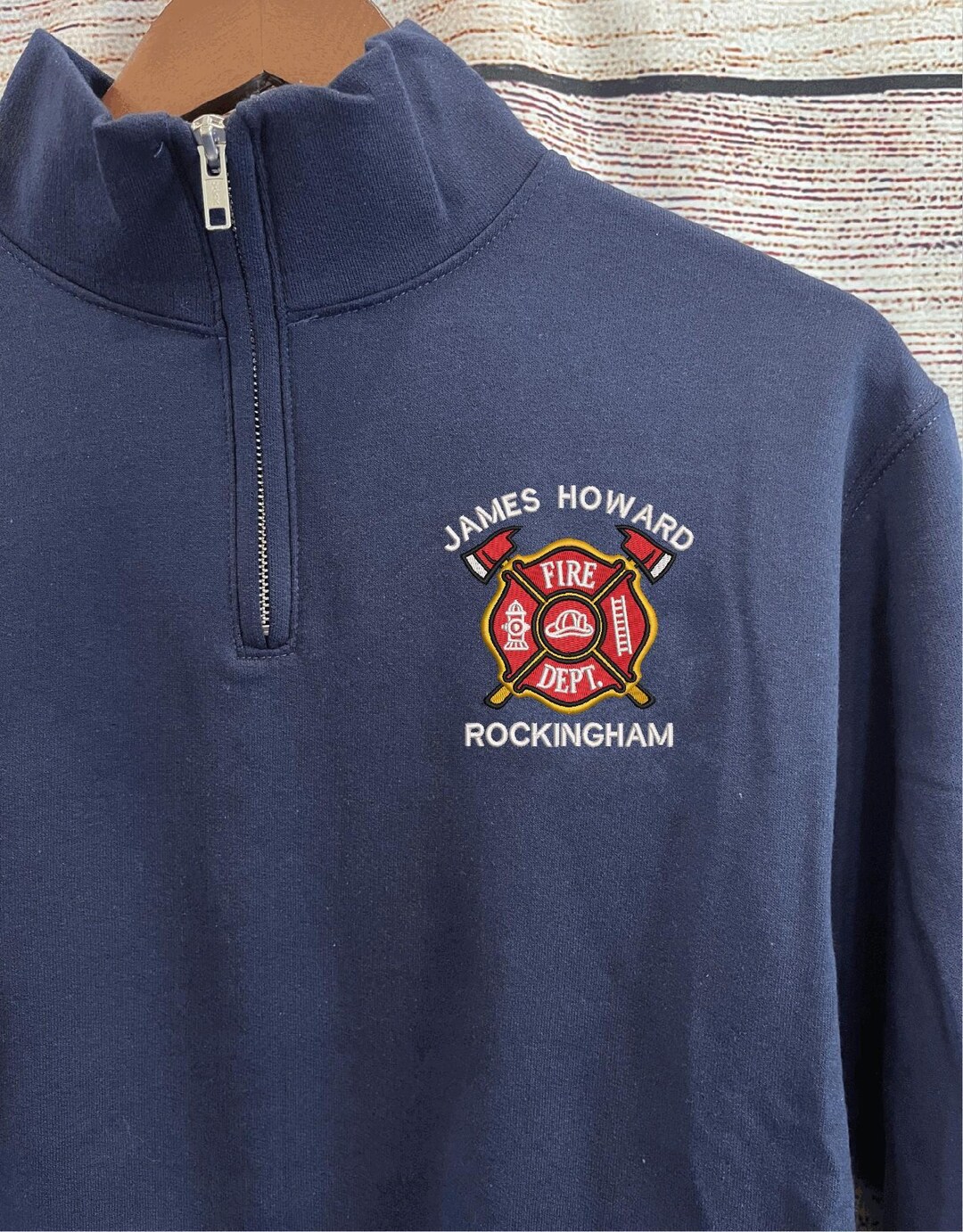 Personalized Firefighter Quarter Zip Sweatshirt: Embroidered Pullover ...