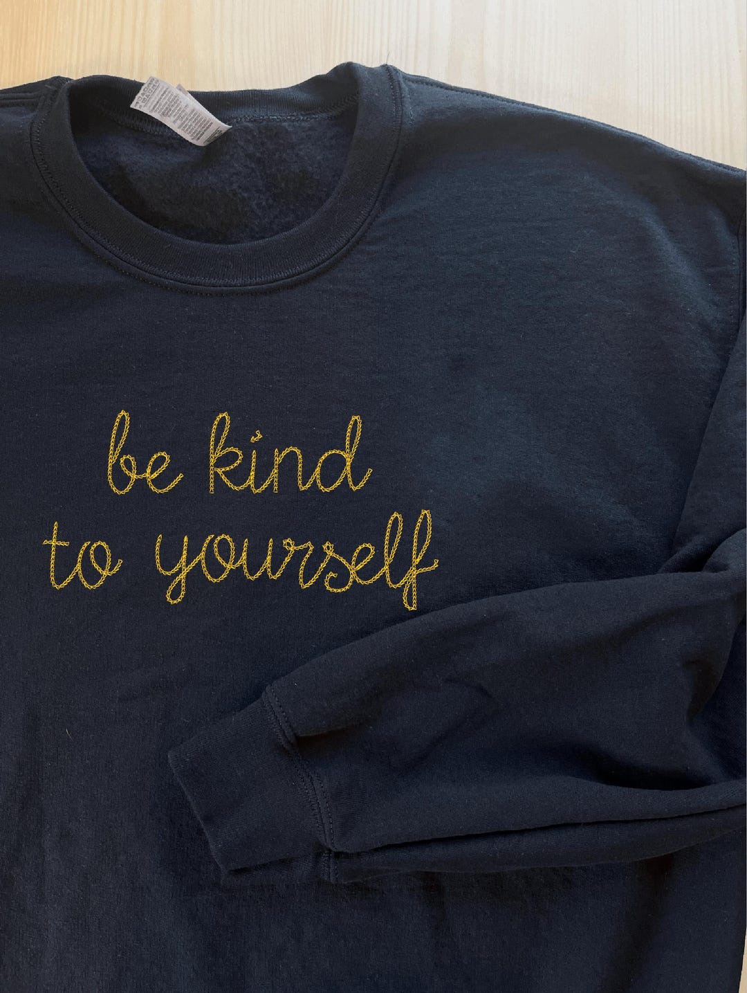 Personalized Small Chain Stitch Text Sweatshirt With Embroidered Phrase ...
