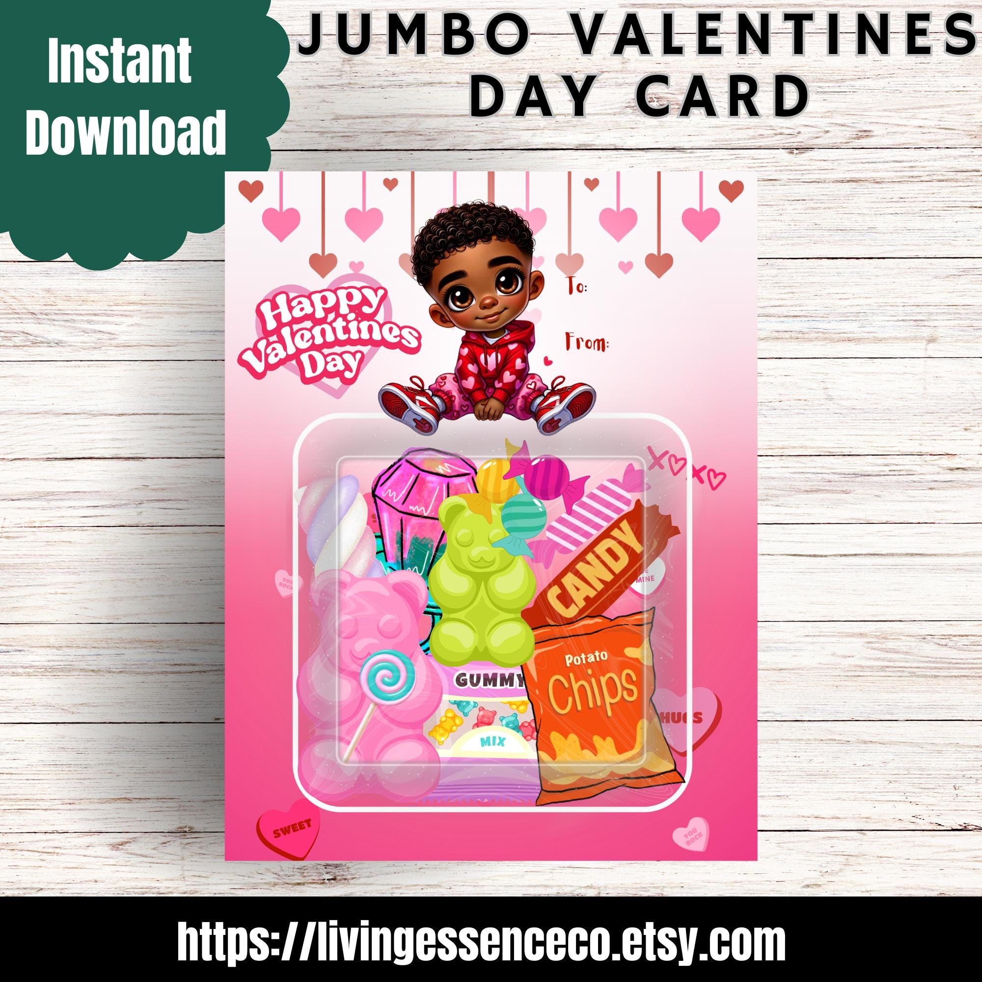 African American-themed Jumbo Valentine’s Day Card in High-quality PNG ...