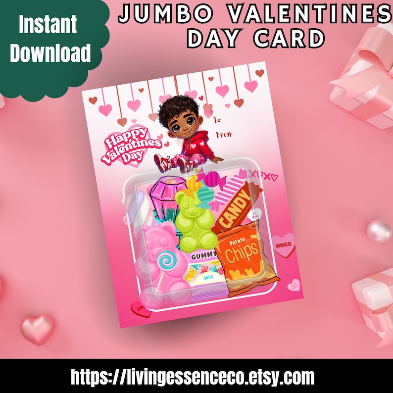 African American-themed Jumbo Valentine’s Day Card in High-quality PNG ...