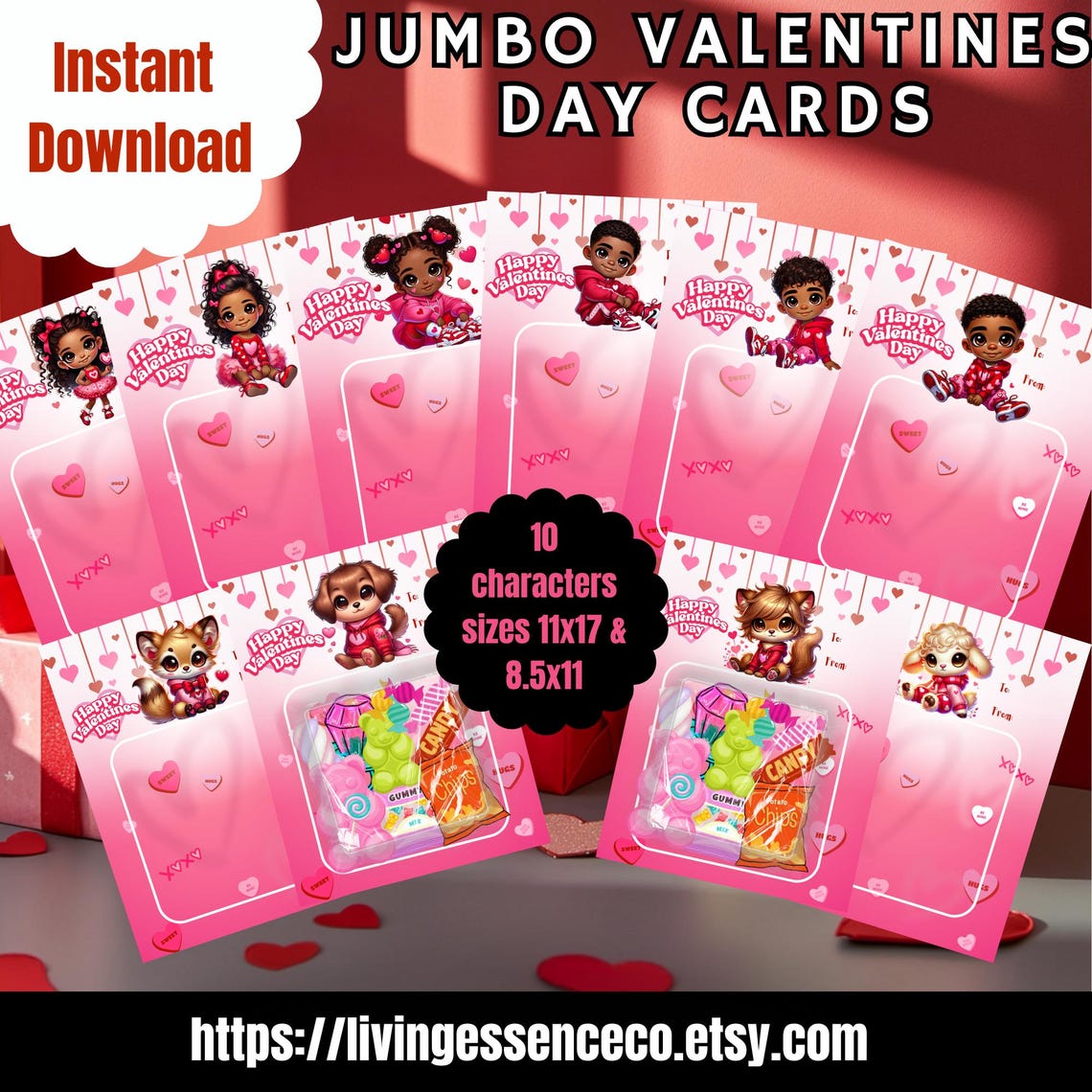 African American-themed Jumbo Valentine’s Day Card in High-quality PNG ...
