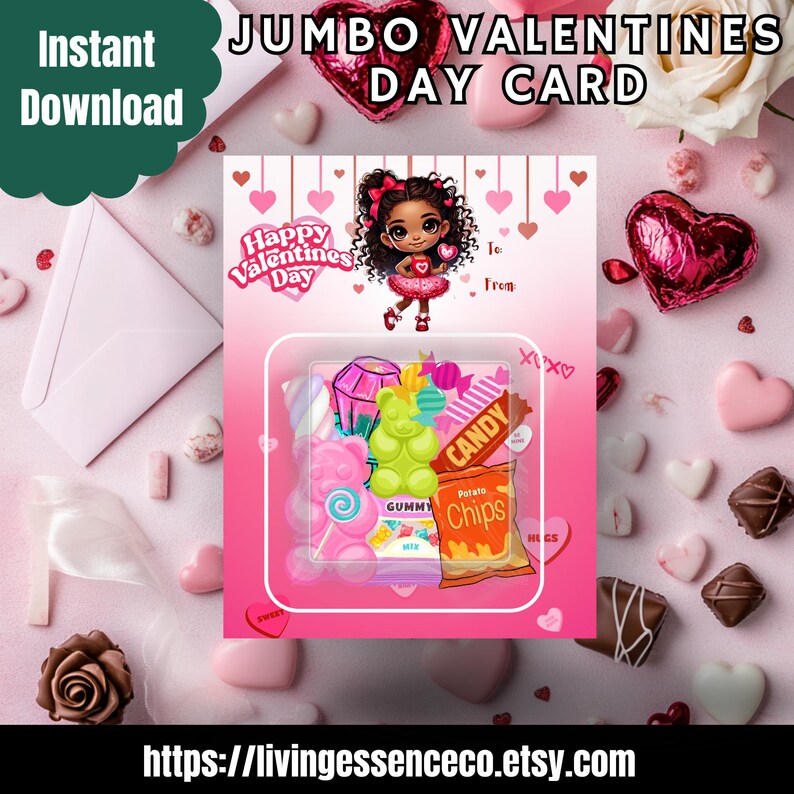 African American-themed Jumbo Valentine’s Day Card in High-quality PNG ...