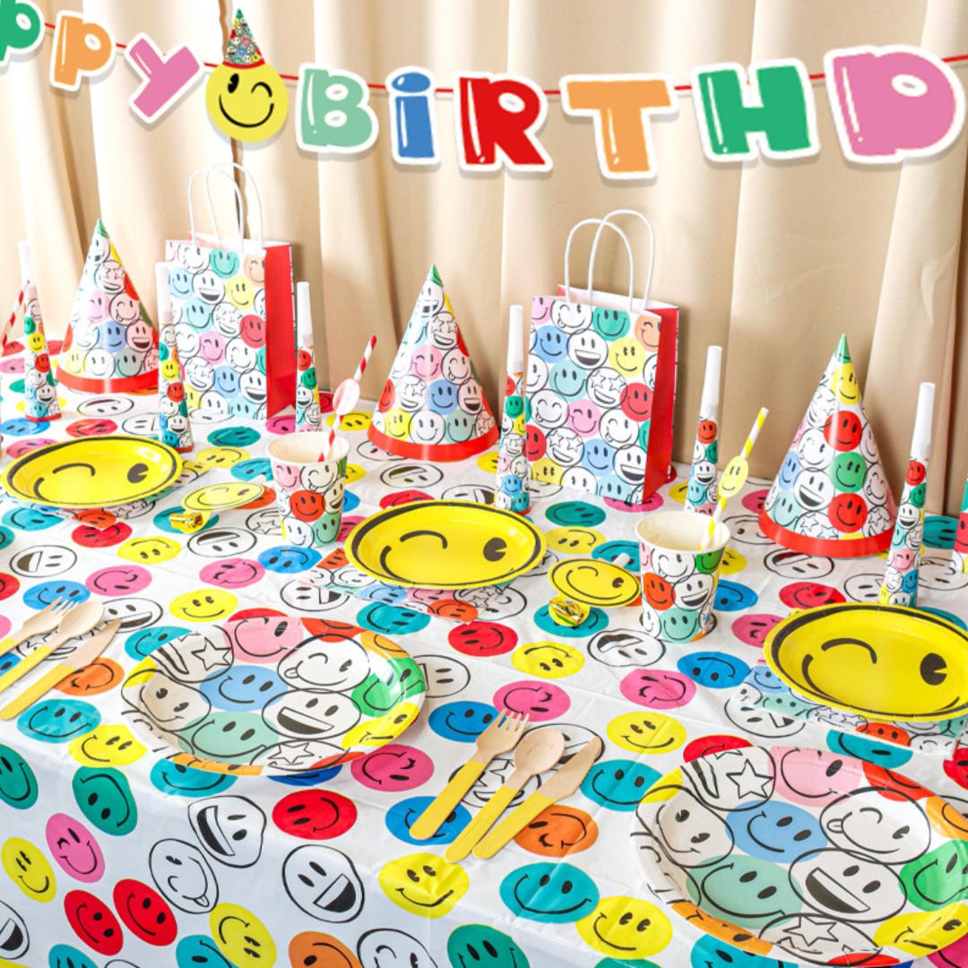 Smiley Face Birthday Party Supplies: All-in-one Celebration Kit - Etsy