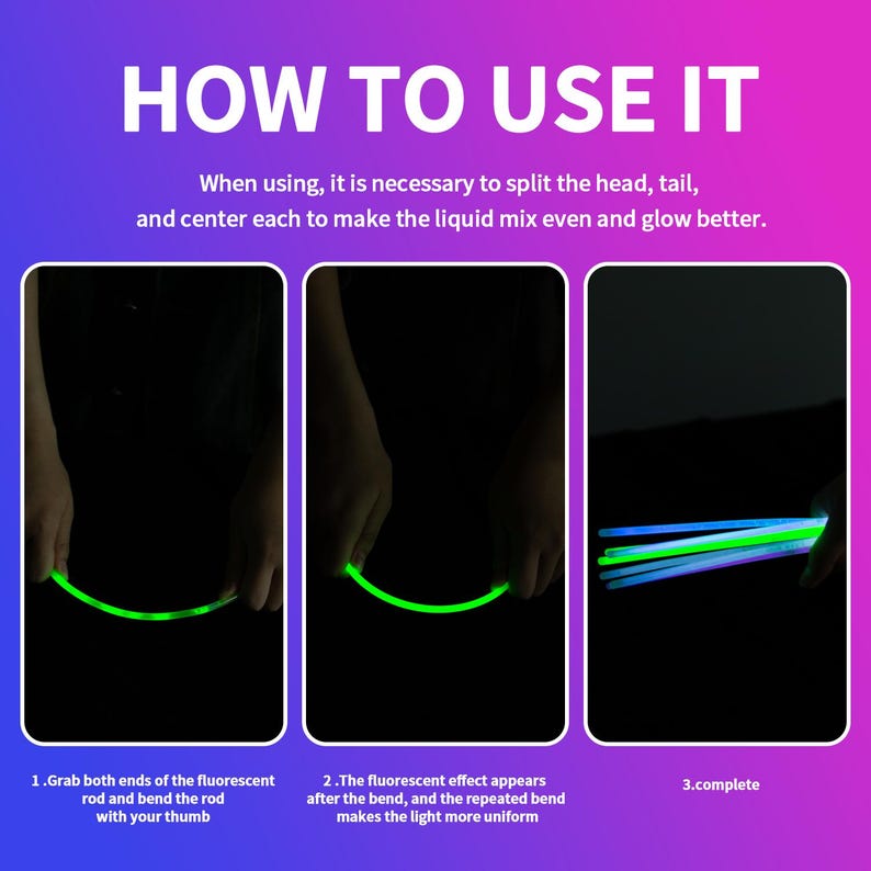 100 Pack 8” Glow Sticks Bracelets, Glow in the Dark Party - Etsy