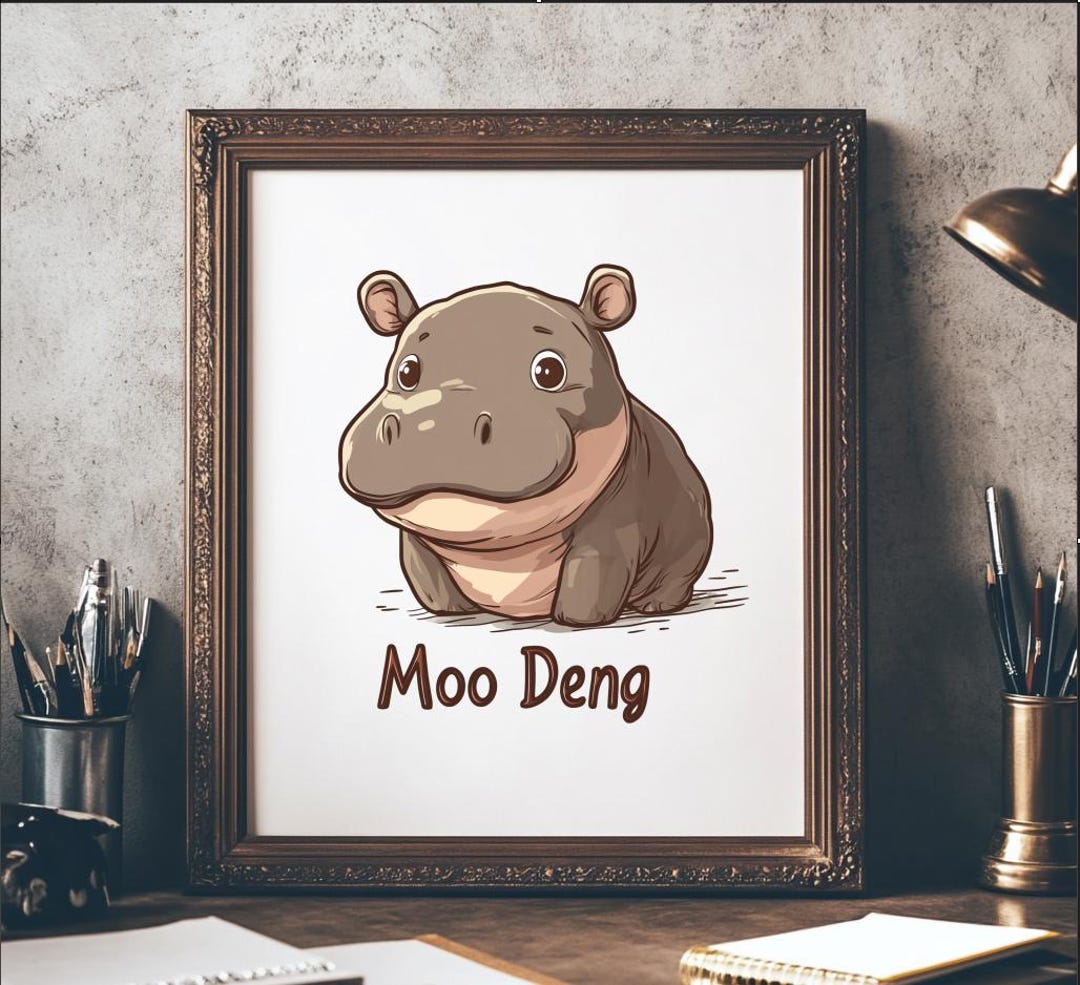 Cute Cartoon Moo Deng Hippo PNG File, for Sublimation, PNG, Hippo ...