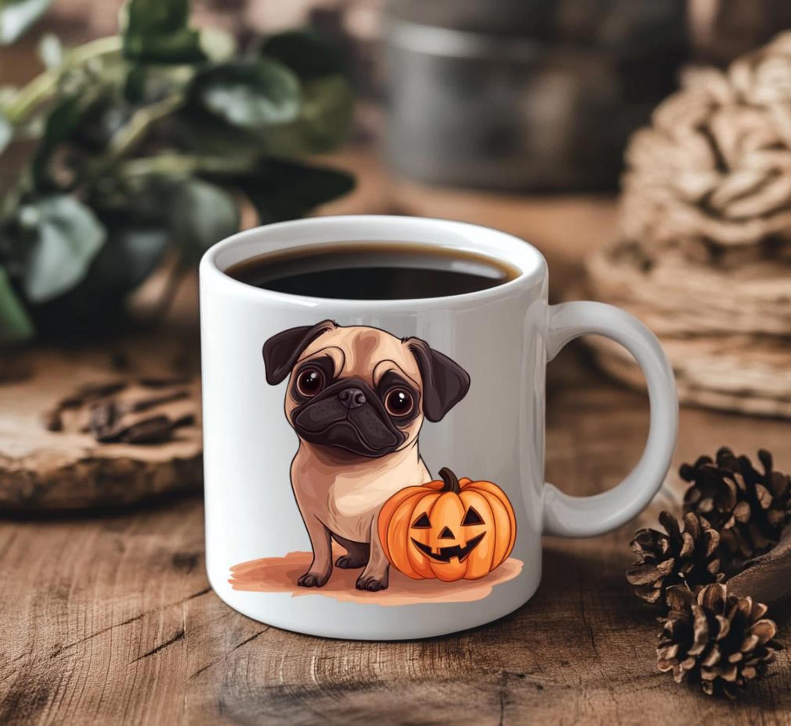 Cute Cartoon Pug PNG – Halloween Jack-o'-lantern Design, Halloween Gift ...