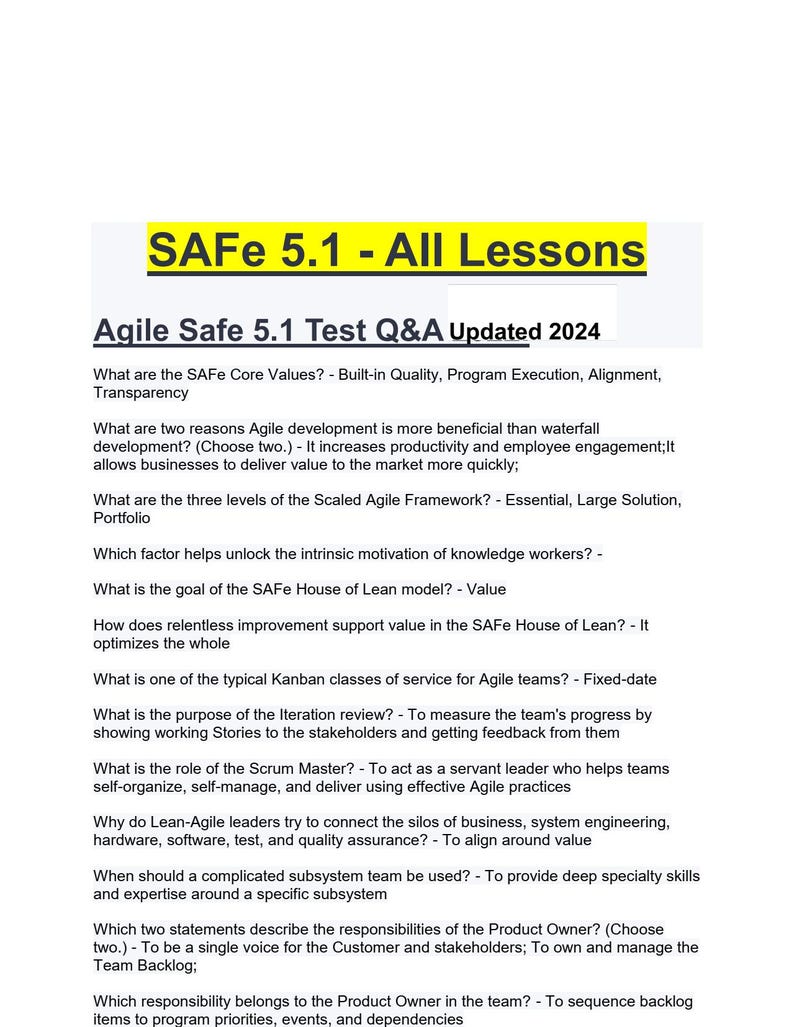 Leading Safe 5.1 All Lessons | Exams Questions and Answers. - Etsy