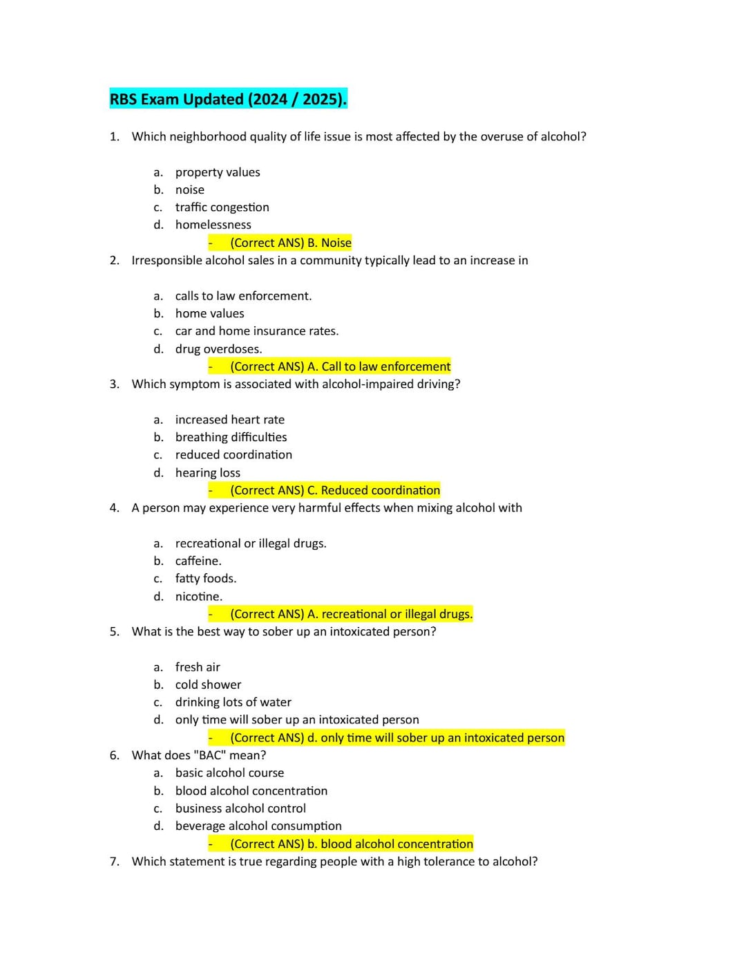 RBS Exam Questions With 100% Correct Answers | Verified | Updated (2024 / 2025). - Etsy