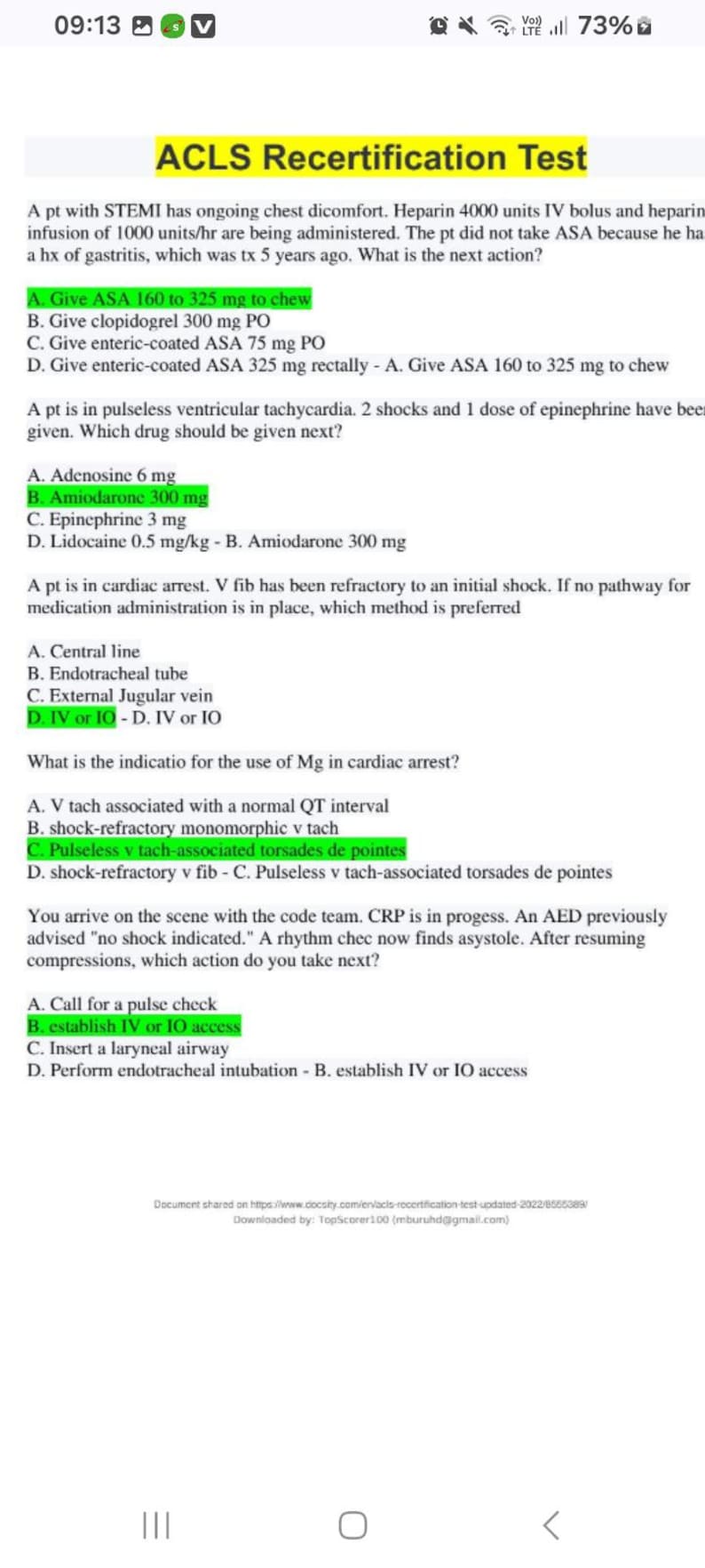 ACLS Recertification Test, Updated 2024/2025. - Etsy