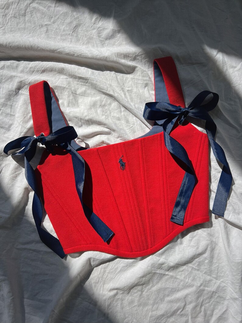 A Corset Top Recycled From a Shirt. Reworked Corset. Colour: Red - Etsy