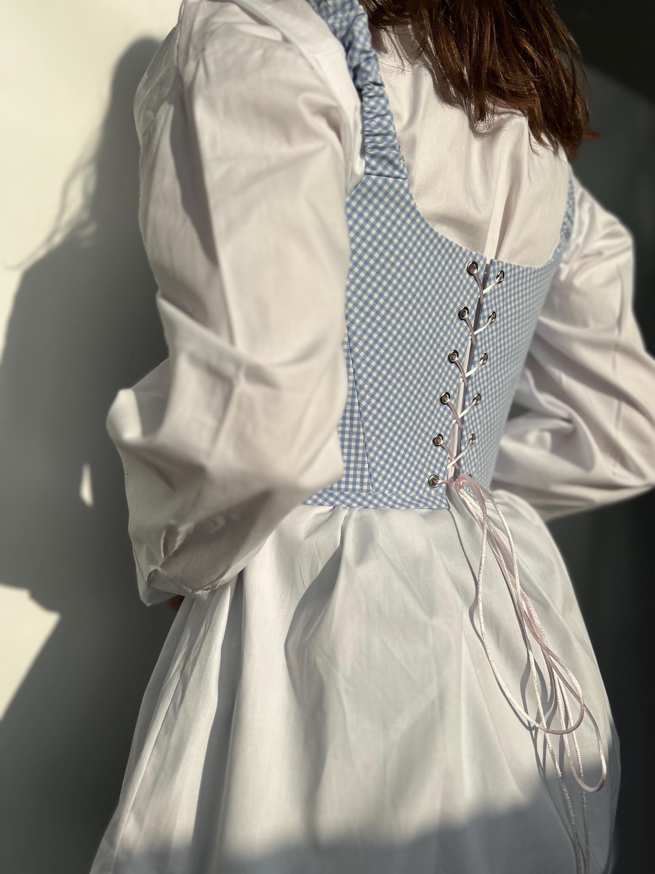 A Corset Top Recycled From a Shirt. Reworked Corset. Colour: Blue ...