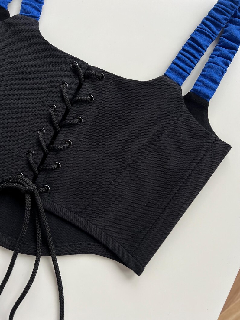 A Corset Top Recycled From a T-shirt. Reworked Corset. Colour: Black ...