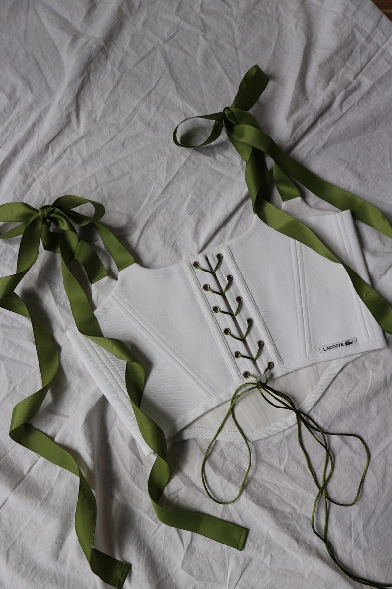 A Corset Top Recycled From a T-shirt. Reworked Corset. Colour: Crimson ...