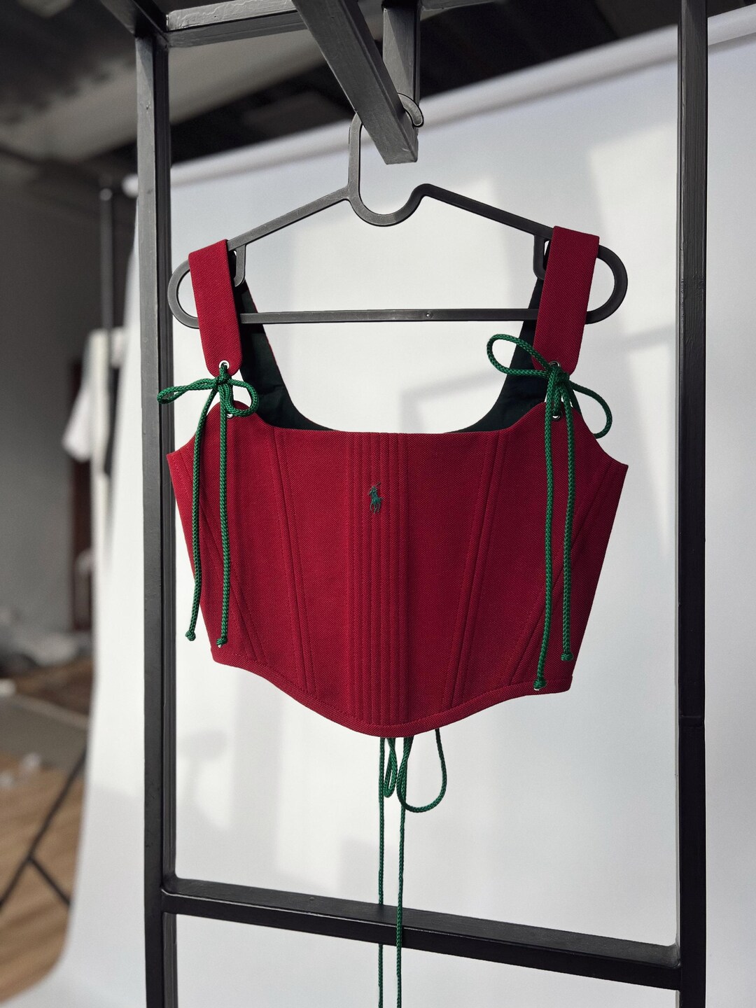 A Corset Top Recycled From a T-shirt. Reworked Corset. Colour: Burgundy ...