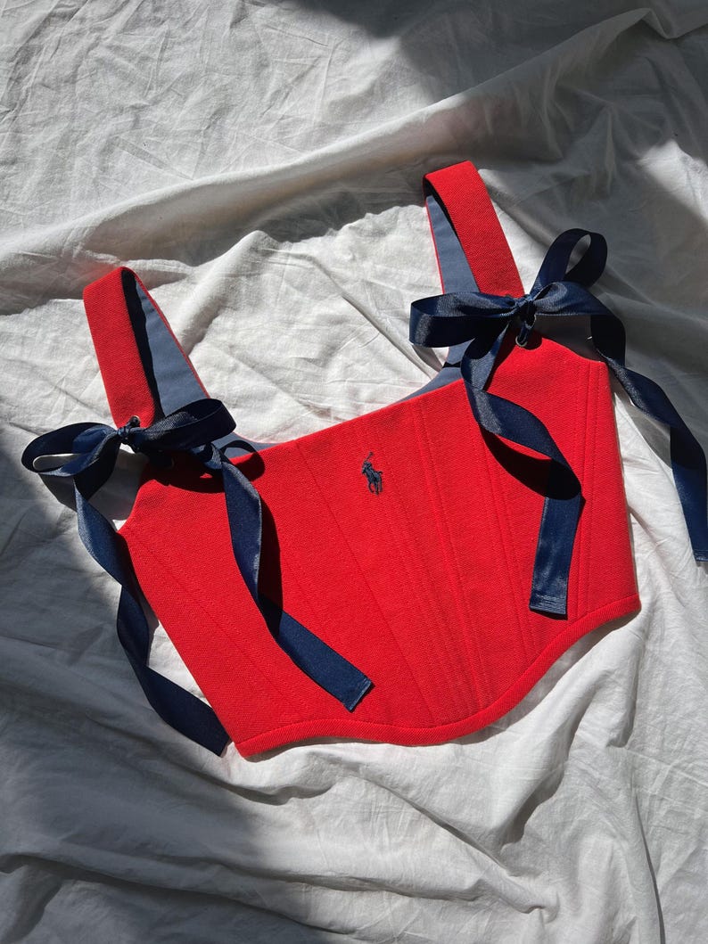 A Corset Top Recycled From a Shirt. Reworked Corset. Colour: Red - Etsy
