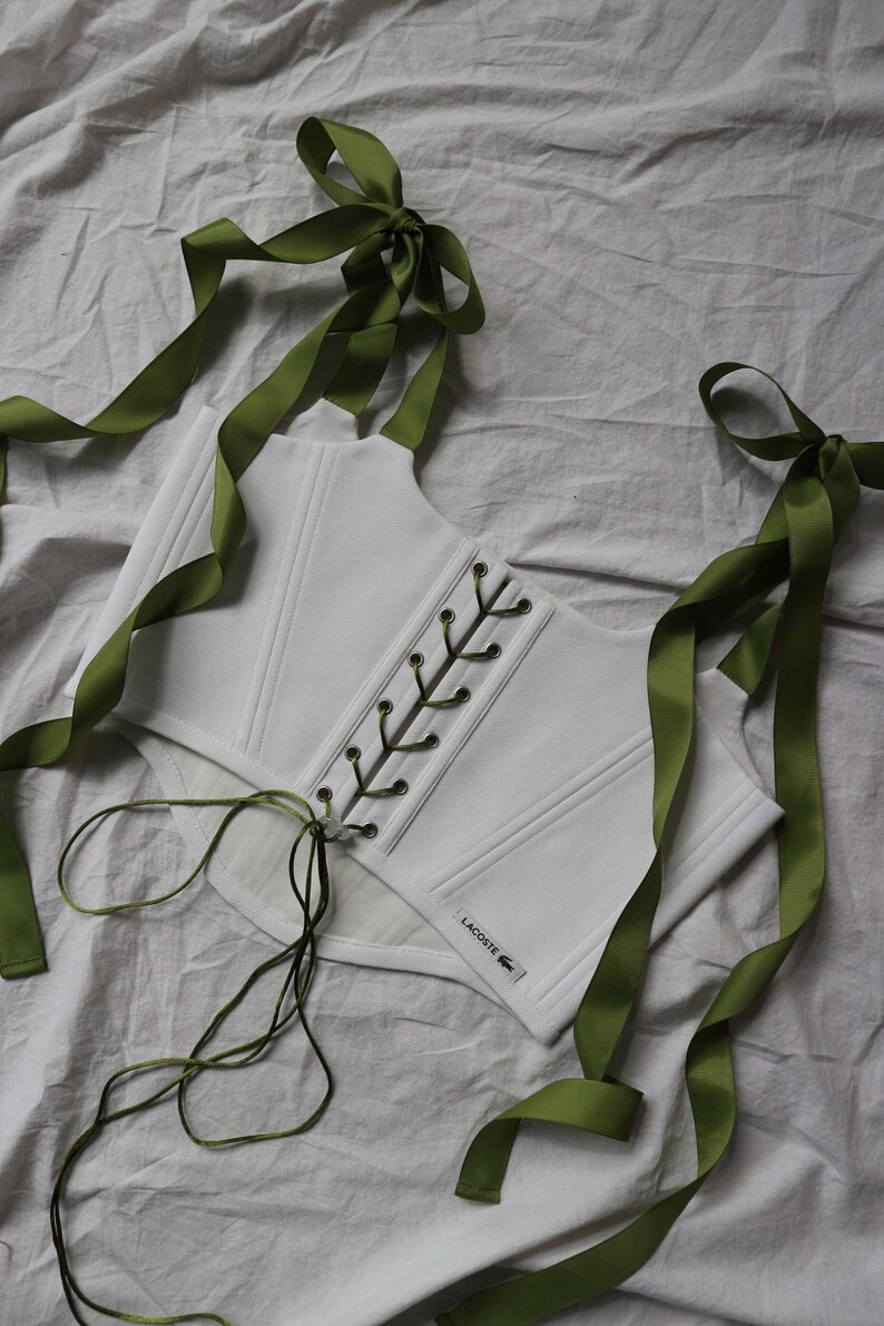 A Corset Top Recycled From a T-shirt. Reworked Corset. Colour: Crimson ...
