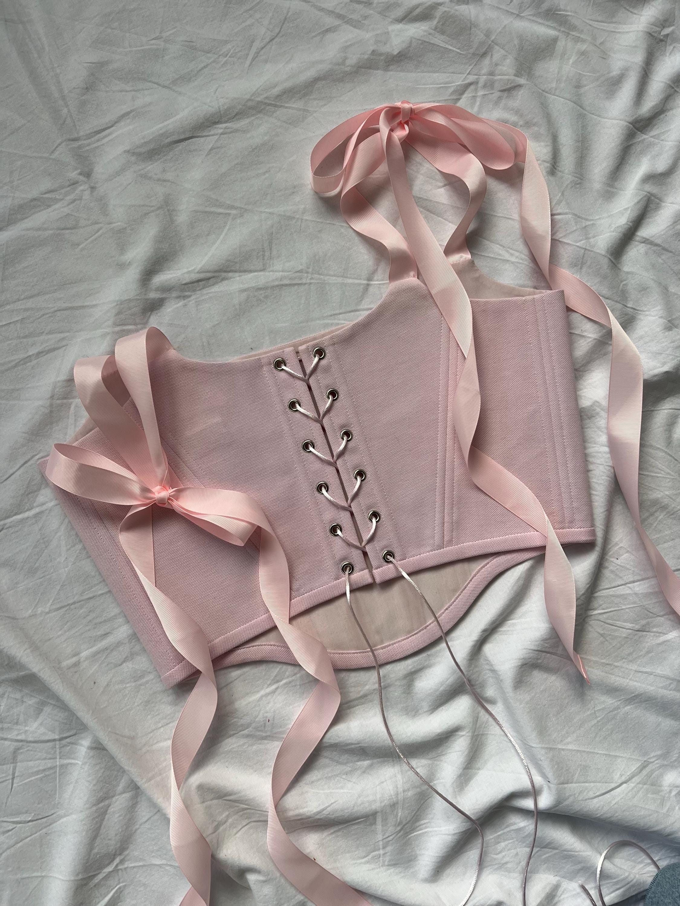 A Corset Top Recycled From a T-shirt. Reworked Corset. Colour: Pink - Etsy