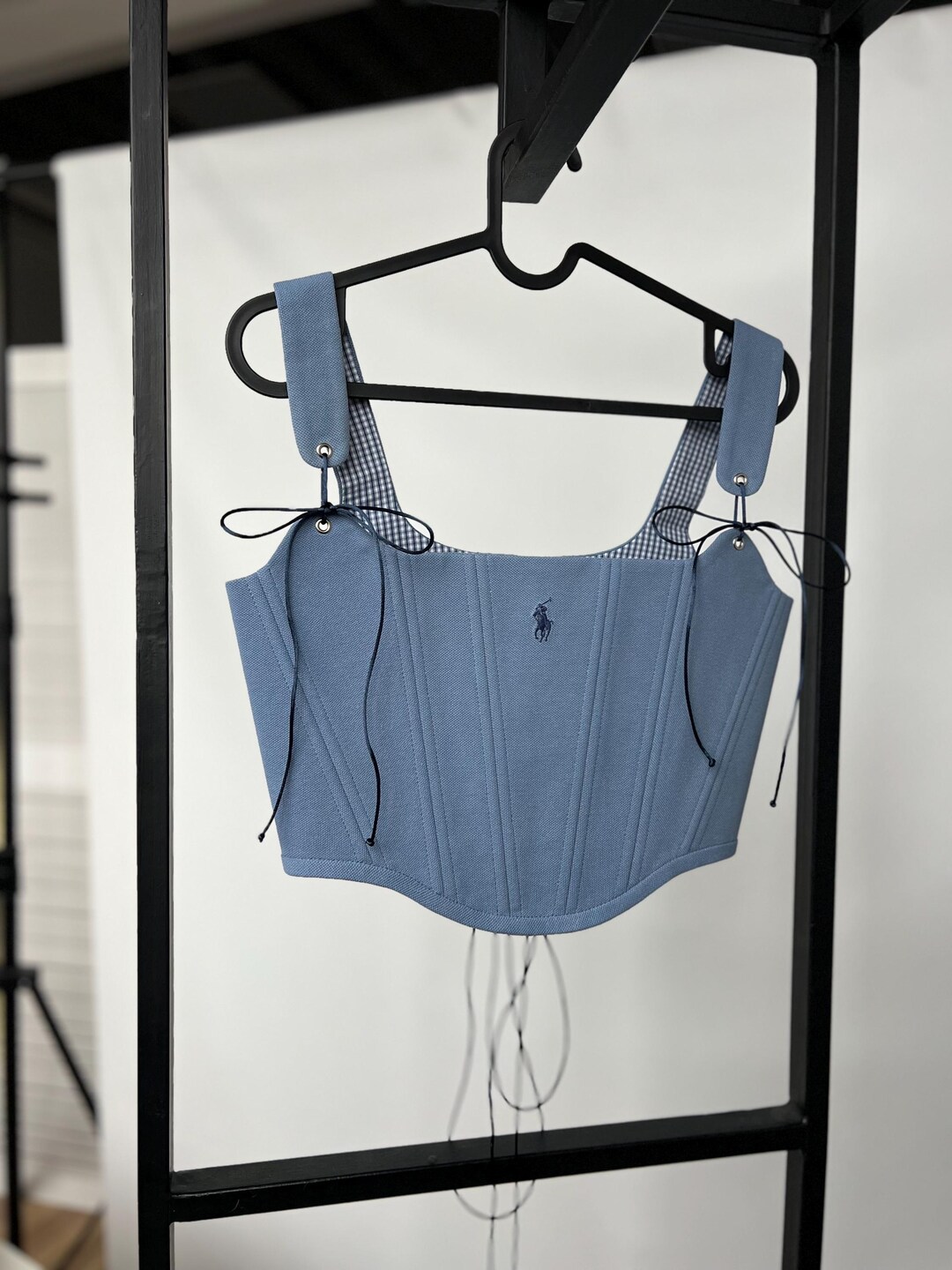 A Corset Top Recycled From a T-shirt. Reworked Corset. Colour: Pale ...