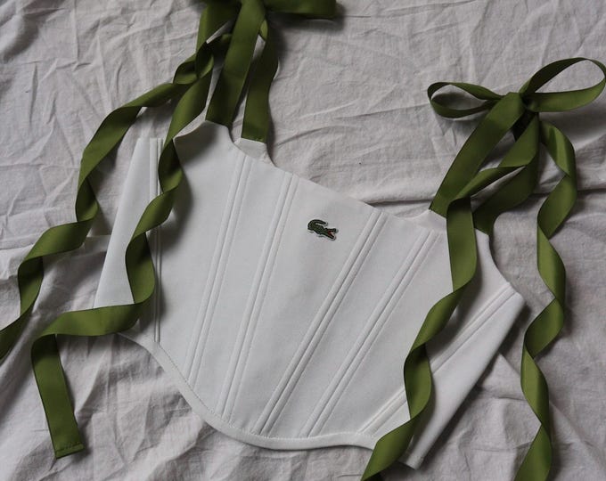 A Corset Top Recycled From a T-shirt. Reworked Corset. Colour: Crimson ...