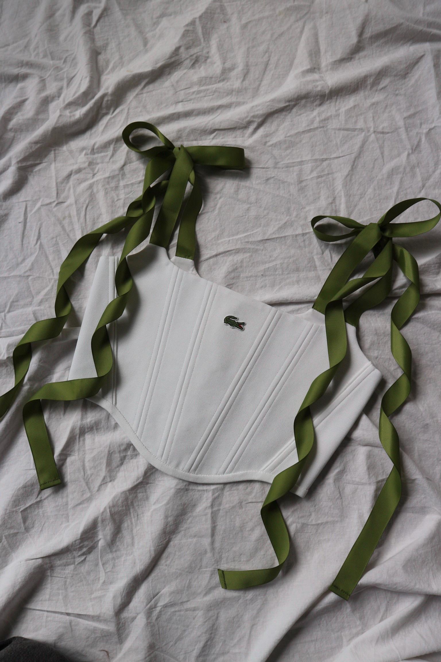 A Corset Top Recycled From a T-shirt. Reworked Corset. Colour: Crimson ...