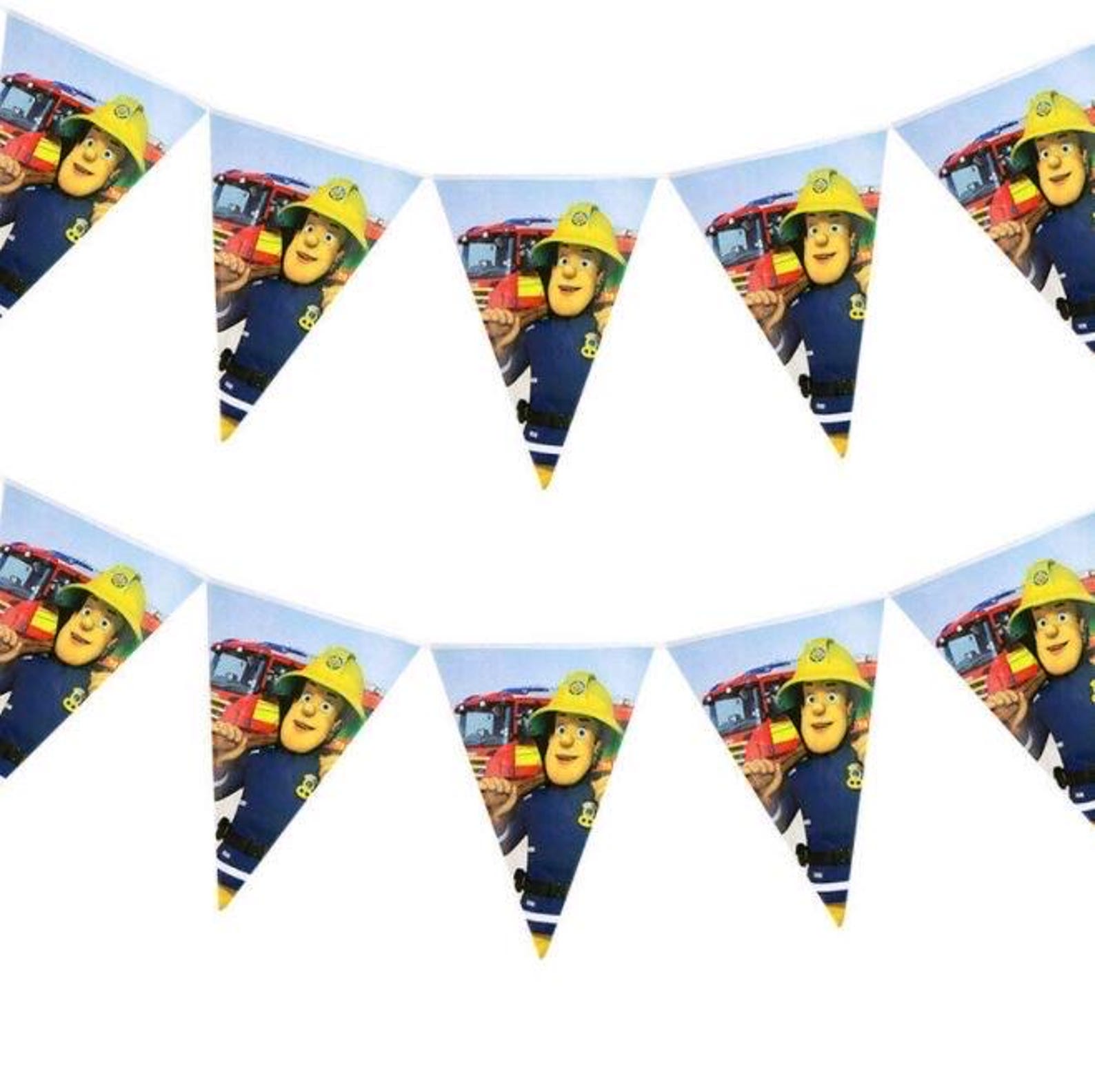 Fireman Sam Themed Children Birthday Party Banner Bunting Banner Flag ...