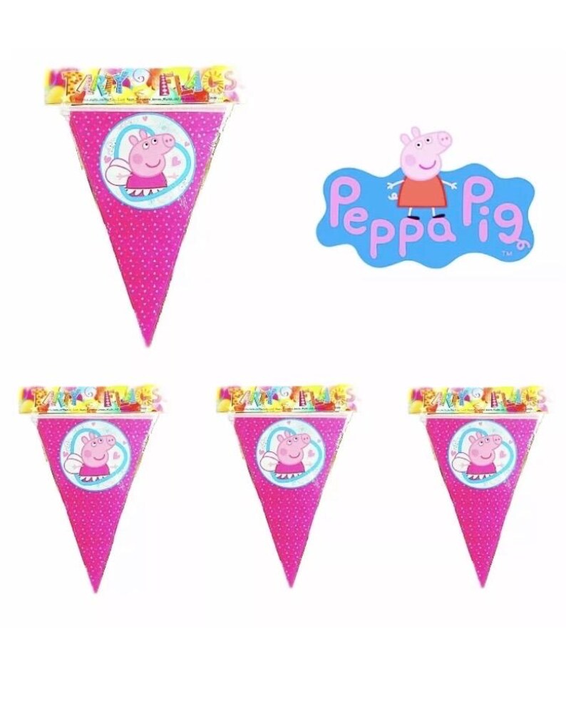 Peppa Pig Themed Children Birthday Party Decorations Flag Bunting ...