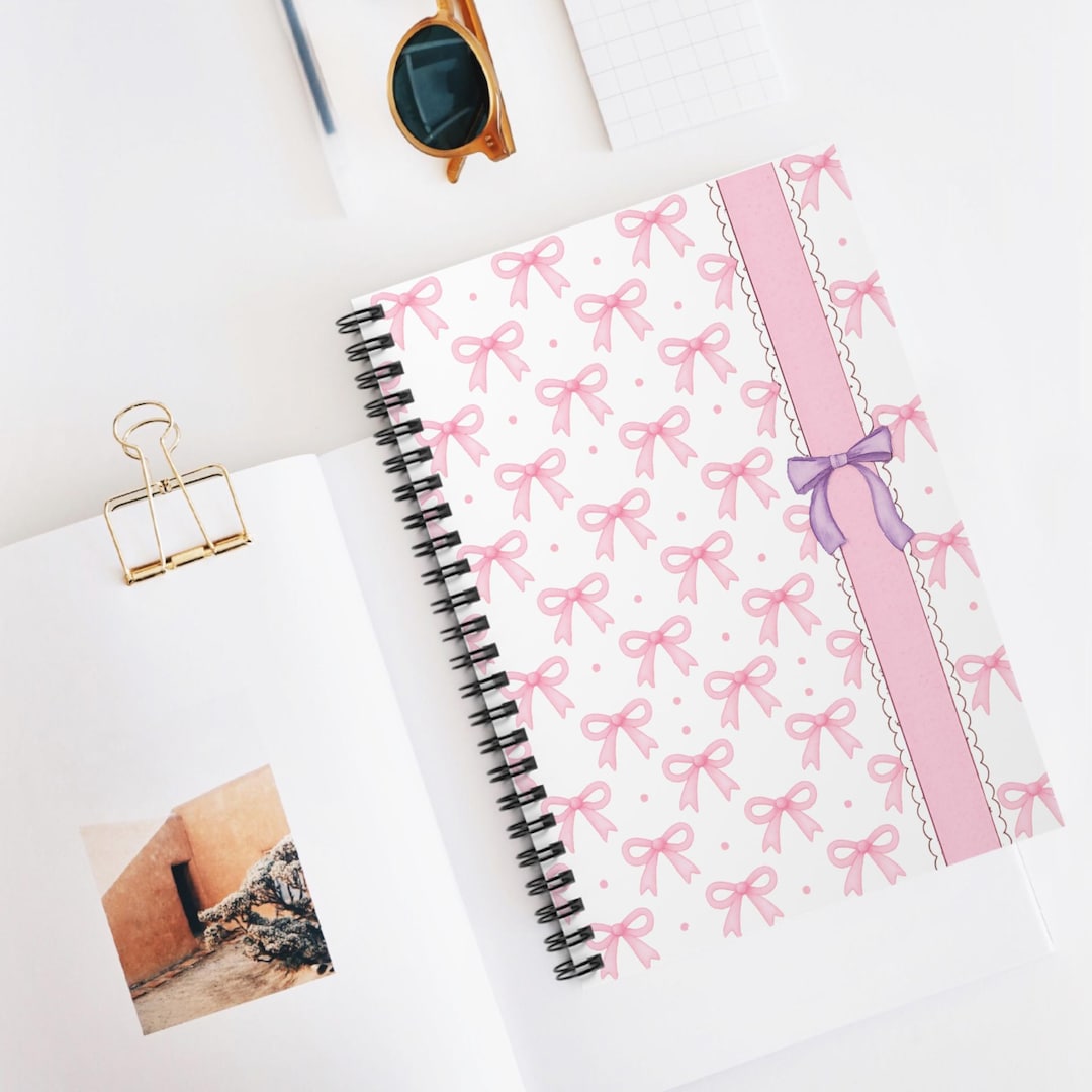 Pink Bow Spiral Notebook – Elegant Lined Journal - Etsy