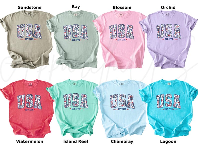 Comfort Colors® USA Shirt, Flower USA Shirt, United States Shirt, 4th ...