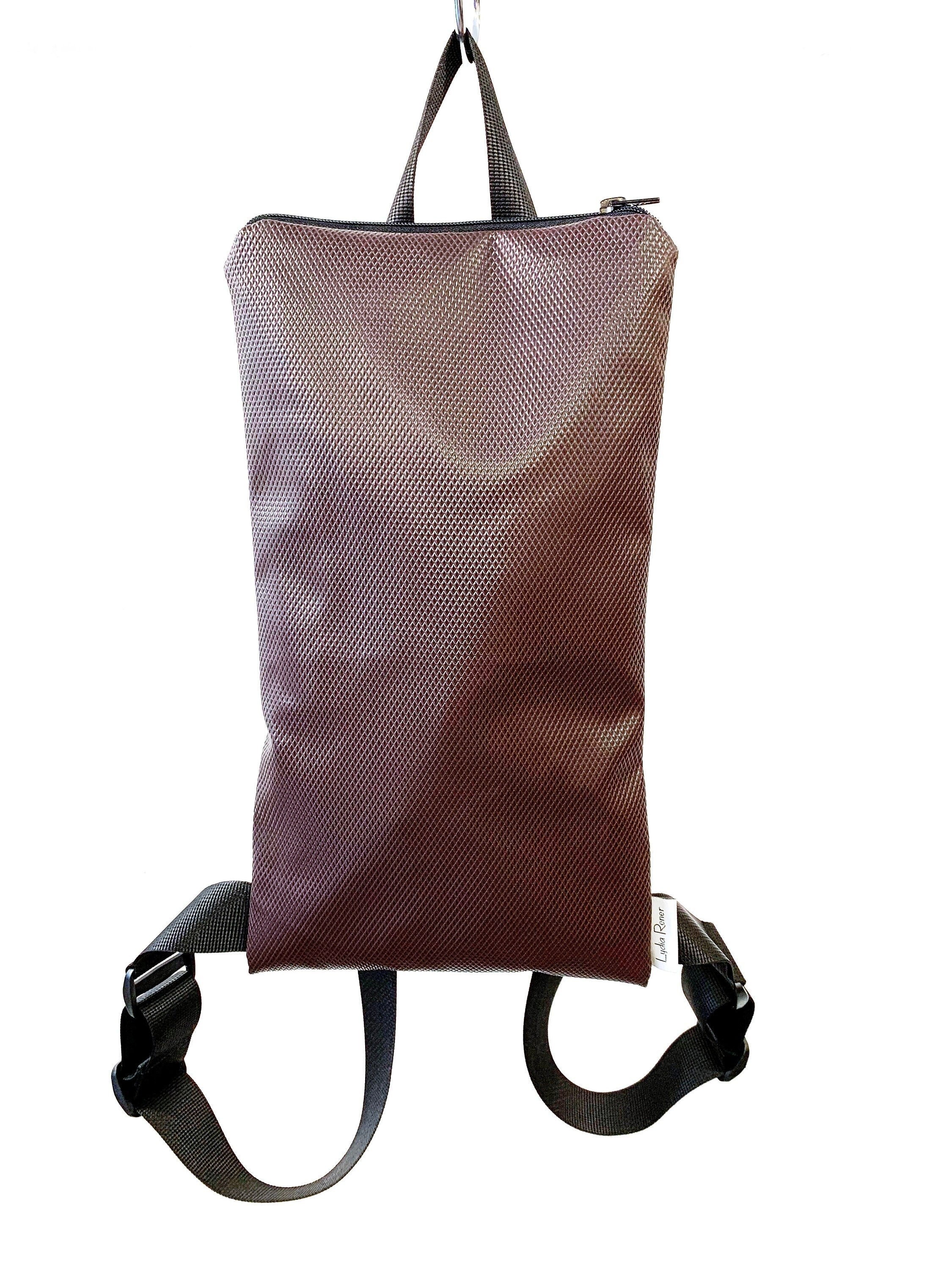 Brown Color Backpack. Vegan Material Backpack. . Minimalist Zipped ...