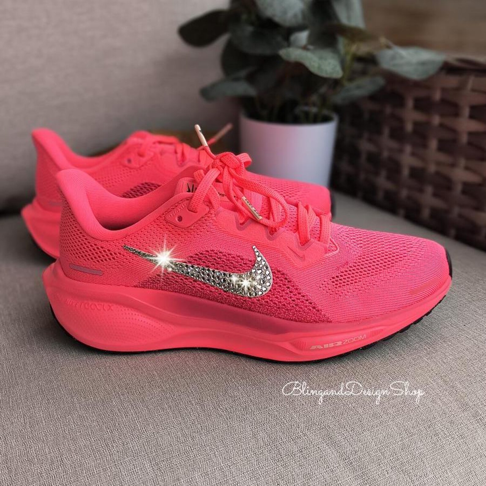 Bling Womens Pegasus 41 Hot Pink Sneakers Shoes Customized With ...