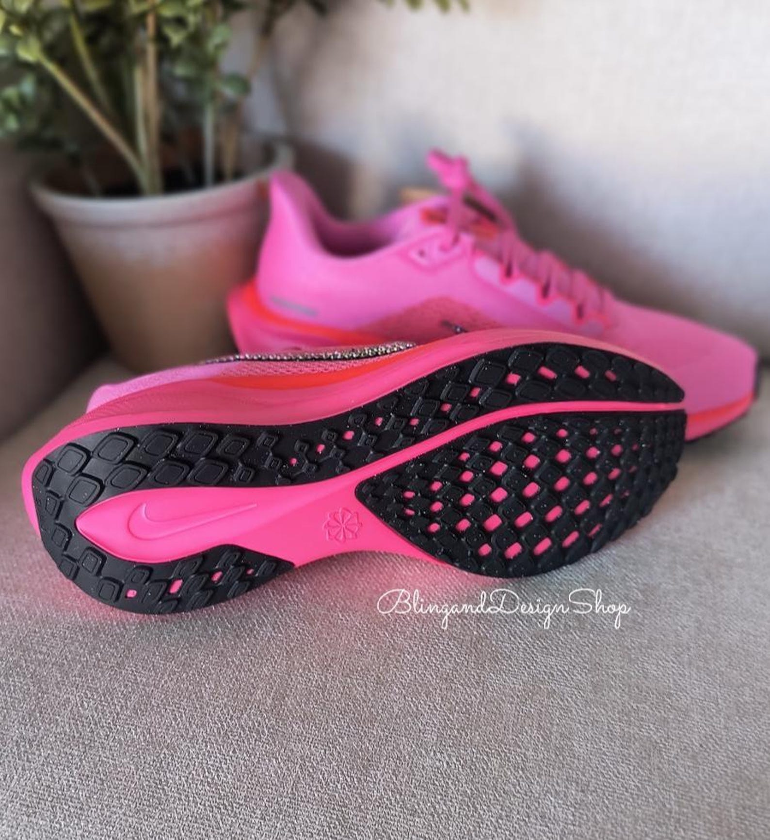Bling Womens Pegasus 41 Hyper Pink Sneakers Customized With Crystals ...