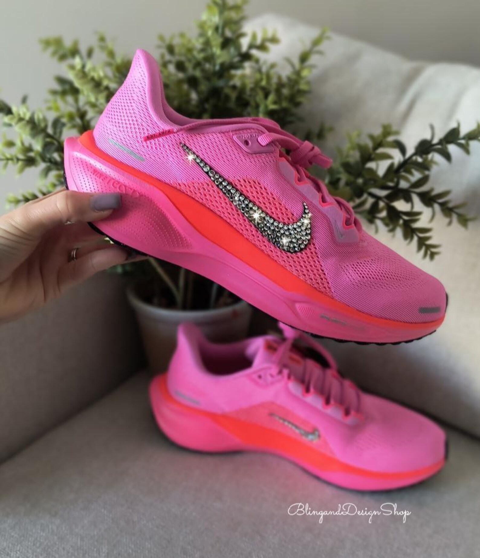 Bling Womens Pegasus 41 Hyper Pink Sneakers Customized With Crystals ...
