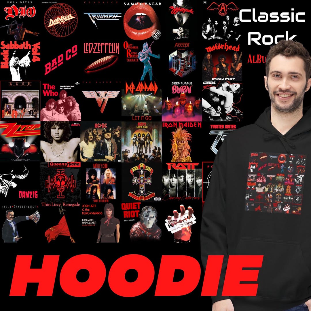Hoodie Classic Rock Album Cover Art Unisex Midweight Softstyle Fleece ...