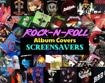 Rock n Roll 1965-1989 Album Cover Collage Screensaver Instant Download ...