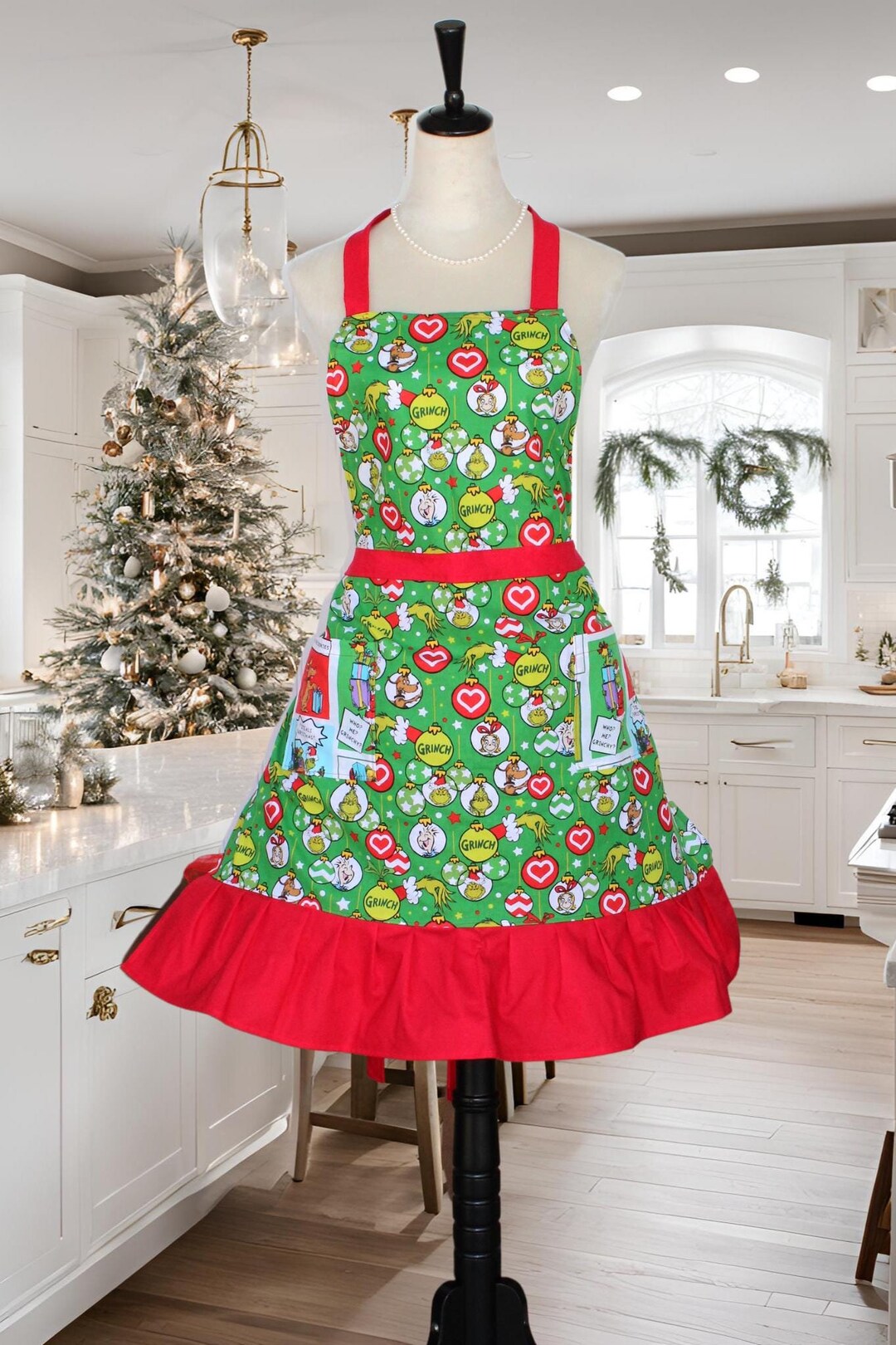 Retro Chic Apron the Grinch Who Stole Christmas Cotton Apron With ...