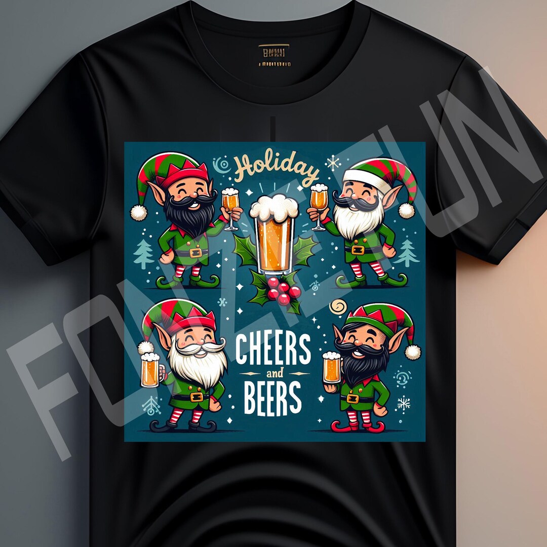 Holiday Cheers and Beers Png, Funny Elves Png, Happy Holidays, Funny ...