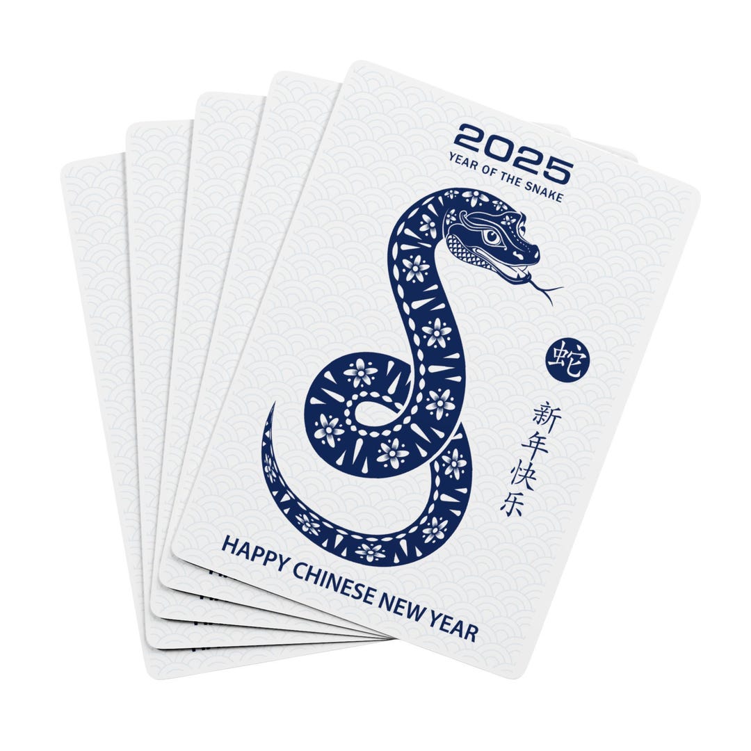 Chinese New Year Snake Poker Cards Deck, Colorful Playing Card Set for ...