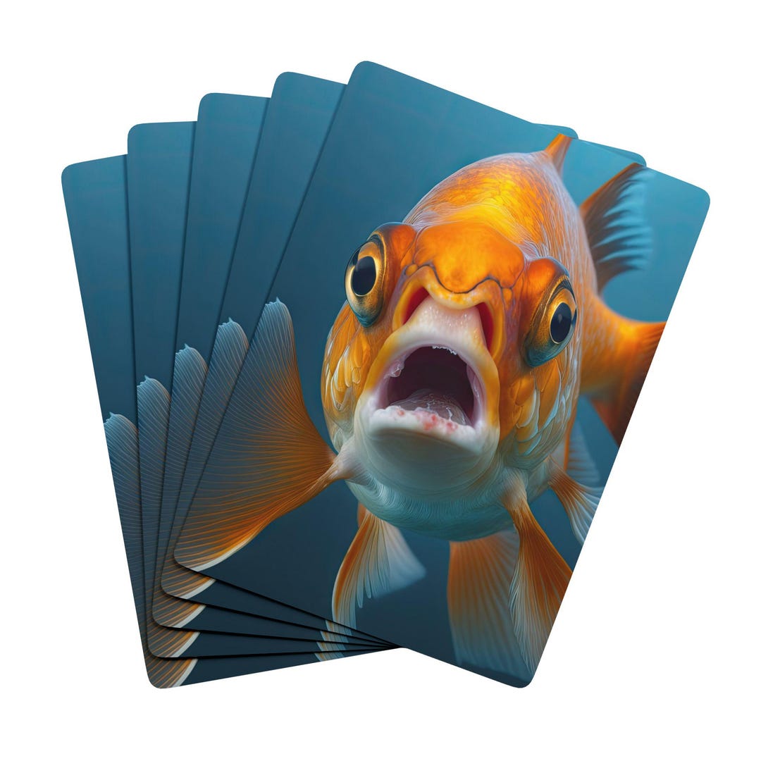 Playing Cards, Unique Gift Set for Gamers, Goldfish and Ace Design ...