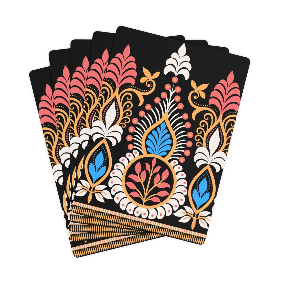 Floral Oriental Playing Cards: Geometric Ethnic Poker Deck - Etsy