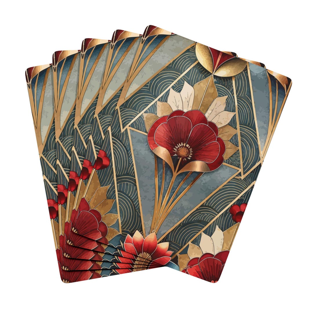 Art Deco Floral Poker Playing Cards | Decorative Back, Intricate Spade ...