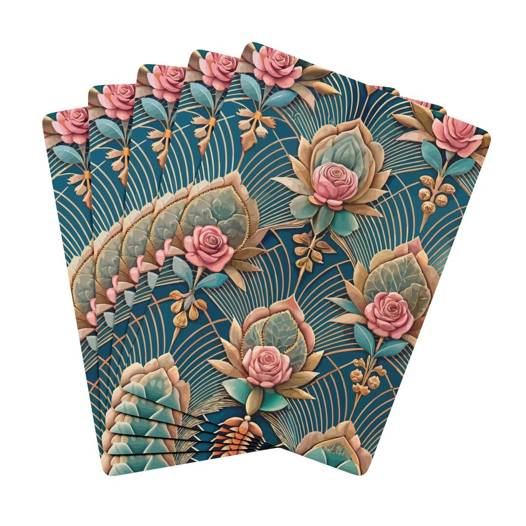 Art Deco Floral Poker Playing Cards | Decorative Back, Ornate Spade ...
