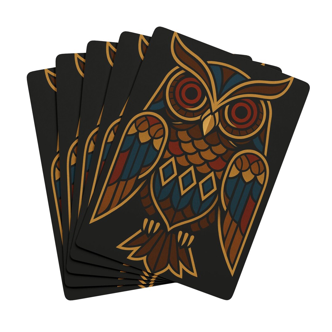 Art Deco Owl Playing Cards: Unique Ace Design, Poker Deck - Etsy